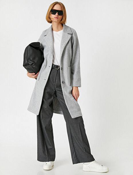 Koton Kadın Katlı Yaka Uzun Kaban