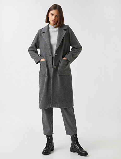 Koton Kadın Katlı Yaka Uzun Kaban