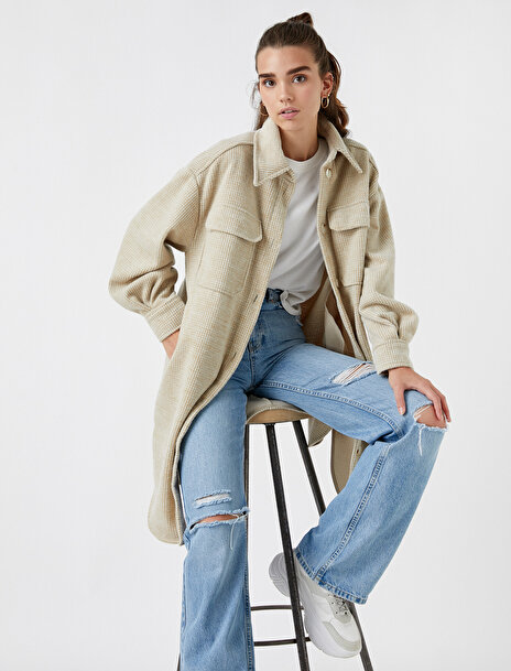 Koton Kadın Shacket Cep Detayli Koton Kadın Shacket Cep Detayli