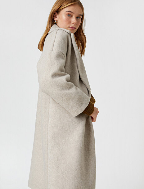 Koton Kadın Katlı Yaka Uzun Kaban