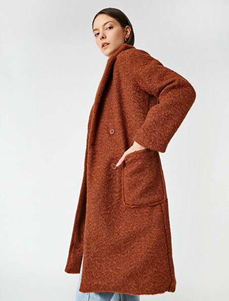 Koton Kadın Cepli Düğmeli Uzun Kaban