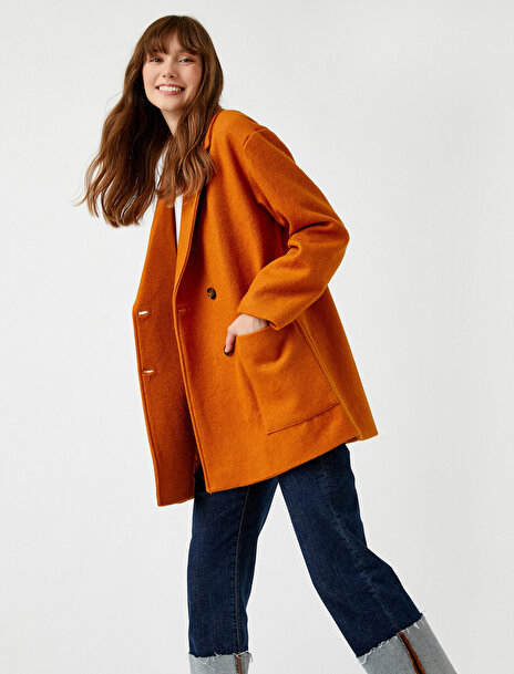 Koton Kadın Cep Detaylı Kaban Düğmeli Yakalı