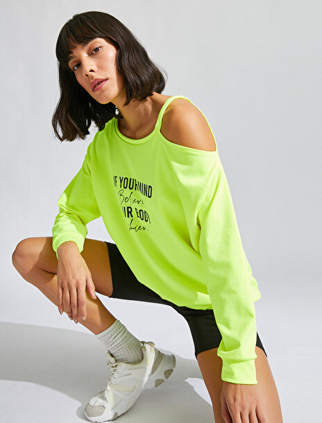 Koton Kadın Omuz Detaylı Baskılı Sweatshirt