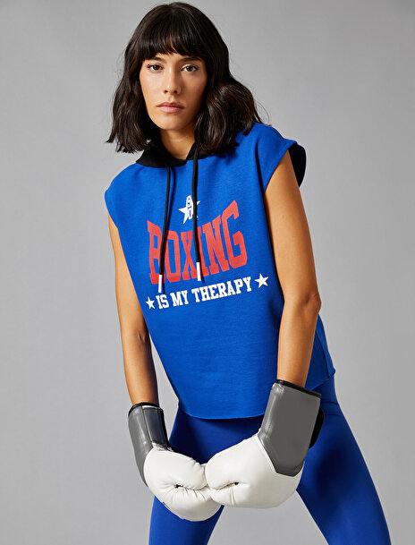 Koton Kadın Slogan Baskılı Tişört Pamuklu Kapüşonlu Koton Kadın Slogan Baskılı Tişört Pamuklu Kapüşonlu