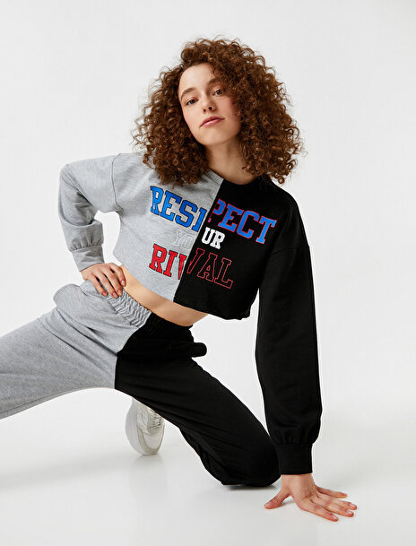 Koton Kadın Spor Sweatshirt Crop Slogan Baskılı