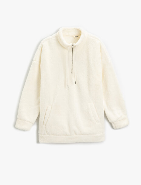 Koton Kadın Peluş Sweatshirt Fermuarlı Cepli Koton Kadın Peluş Sweatshirt Fermuarlı Cepli