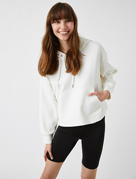 Koton Kadın Kapüşonlu Pamuklu Sweatshirt Cepli Koton Kadın Kapüşonlu Pamuklu Sweatshirt Cepli