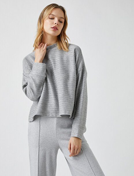 Koton Kadın Bisiklet Yaka Uzun Kollu Örme Kazak