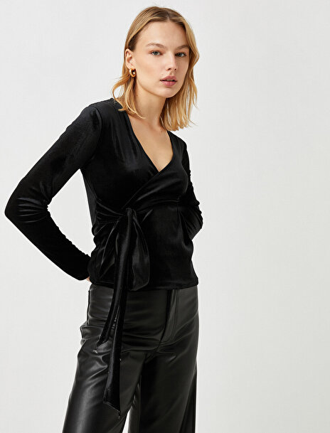 Koton Kadın Kadife Bluz Uzun Kollu