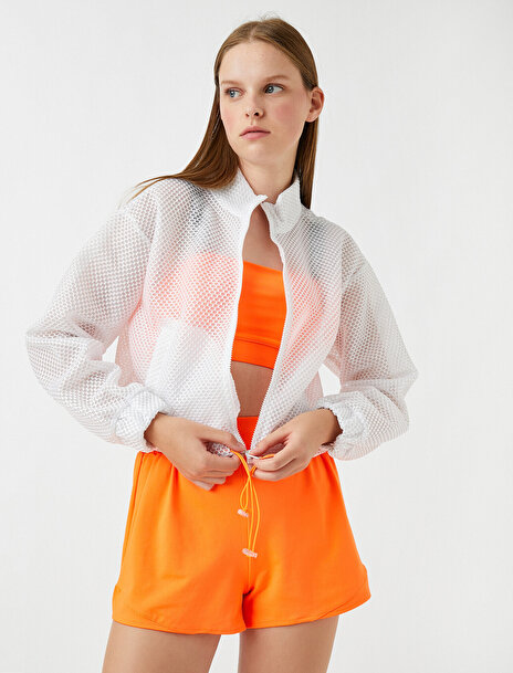 Koton Kadın File Bomber Ceket Fermuarlı