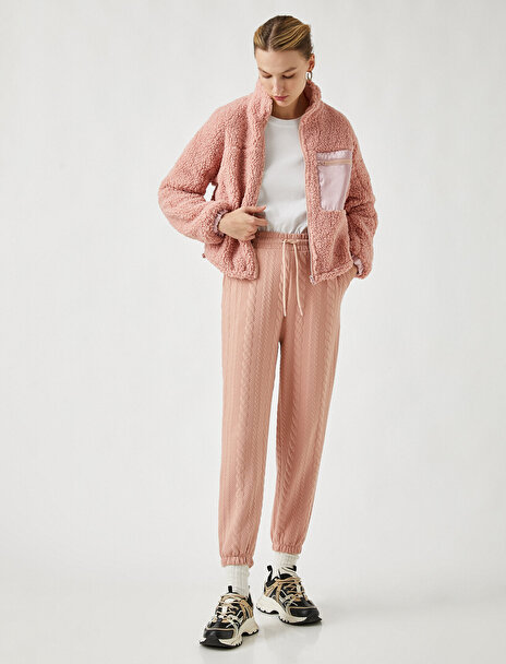 Koton Kadın Fermuarlı Dik Yaka Önden Cepli Pelüş Ceket