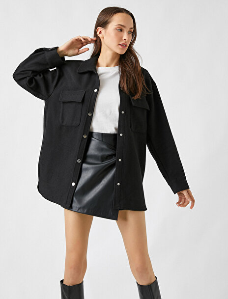 Koton Kadın Çıtçıtlı Cepli Ceket