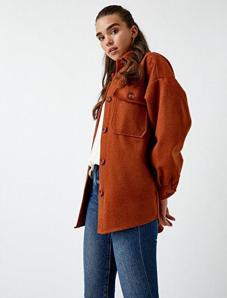 Koton Kadın Cepli Gömlek Ceket Uzun Kollu