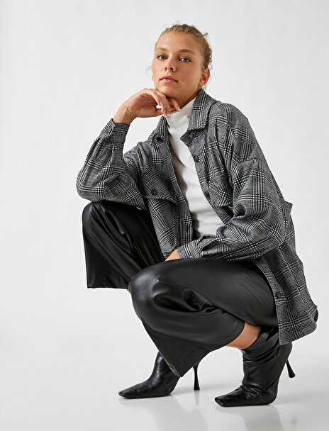 Koton Kadın Cepli Uzun Kollu Ekose Gömlek