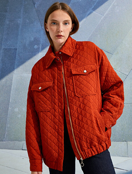 Koton Kadın Oversize Kapitone Ceket Cepli Koton Kadın Oversize Kapitone Ceket Cepli