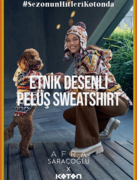 Koton Kadın Etnik Desenli Yakası Fermuarlı Kapüşonlu Sweatshirt Koton Kadın Etnik Desenli Yakası Fermuarlı Kapüşonlu Sweatshirt