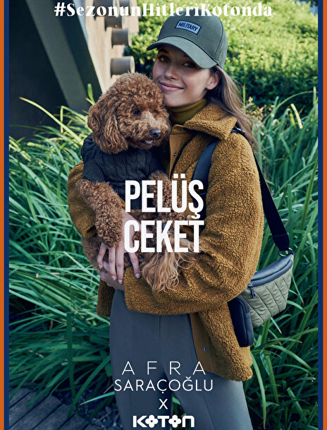 Koton Kadın Katlı Yaka Pelüş Ceket