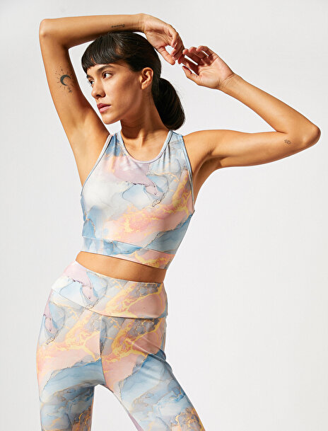Koton Kadın Mermer Desenli Spor Sütyeni