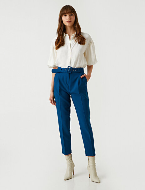 Koton Kadın Kemerli Culotte Pantolon Yüksek Bel