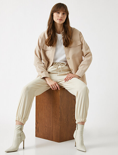 Koton Kadın Jogger Pantolon Beli Bağlamalı Paçası Lastikli