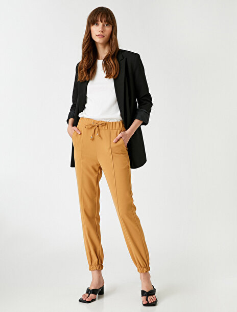 Koton Kadın Jogger Pantolon Beli Bağlamalı Paçası Lastikli