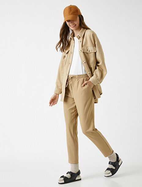 Koton Kadın Beli Bağlamalı Pantolon Rahat Kesim