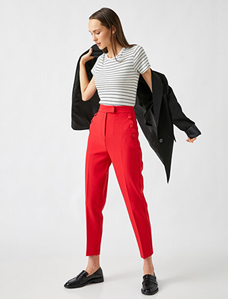 Koton Kadın Fermuarlı Kapri Pantolon