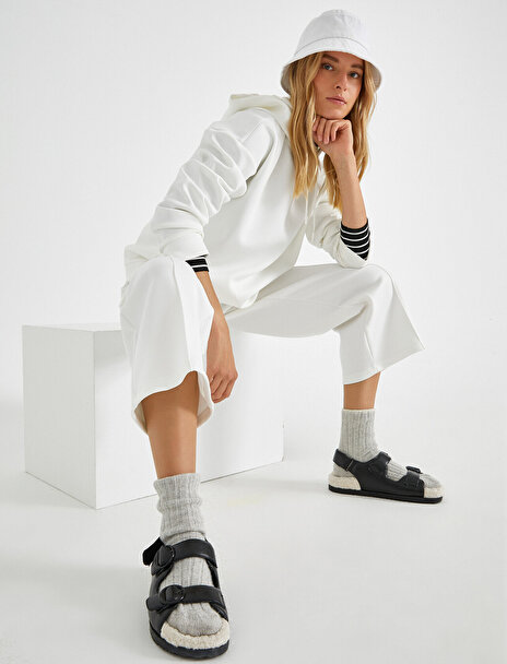 Koton Kadın Yüksek Bel Pantolon Önü Şeritli Beli Büzgülü