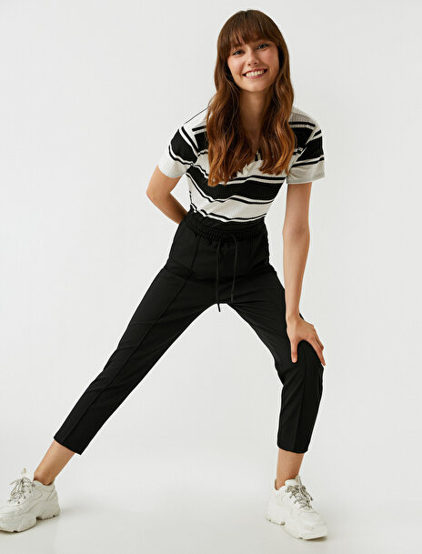 Koton Kadın Beli Lastikli Pantolon Bilek Boy