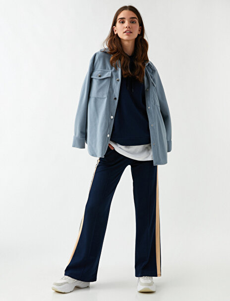 Koton Kadın Şerit Detaylı Eşofman Altı Geniş Paça