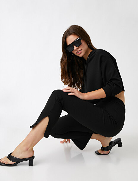 Koton Kadın Beli Lastikli Pantolon Paçası Fermuarlı