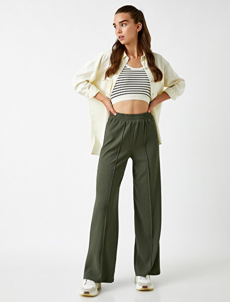 Koton Kadın Bol Paça Eşofman Altı Önü Dikiş Çizgili