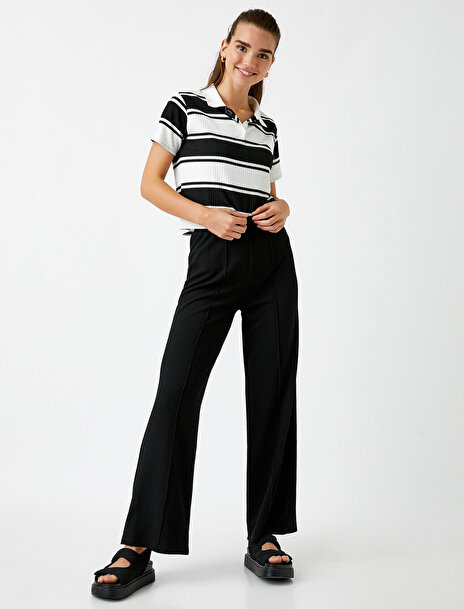 Koton Kadın Bol Paça Eşofman Altı Önü Dikiş Çizgili