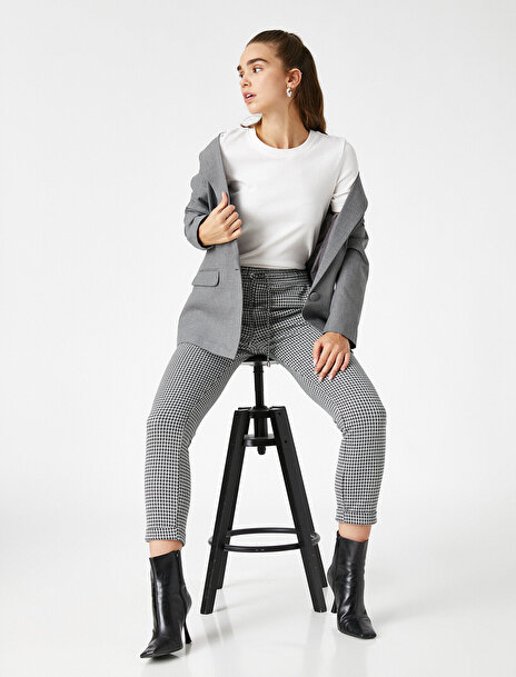 Koton Kadın Kazayağı Beli Bağcıklı Cepli Pantolon