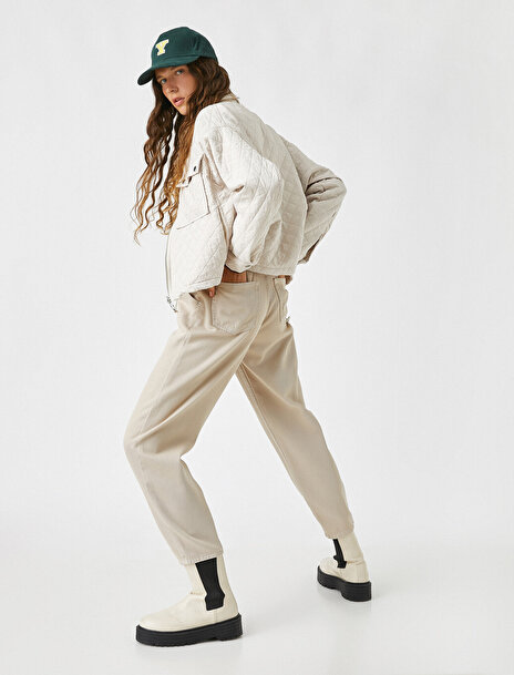 Koton Ole Genç Kız Yüksek Bel Pamuklu Slouchy Pantolon