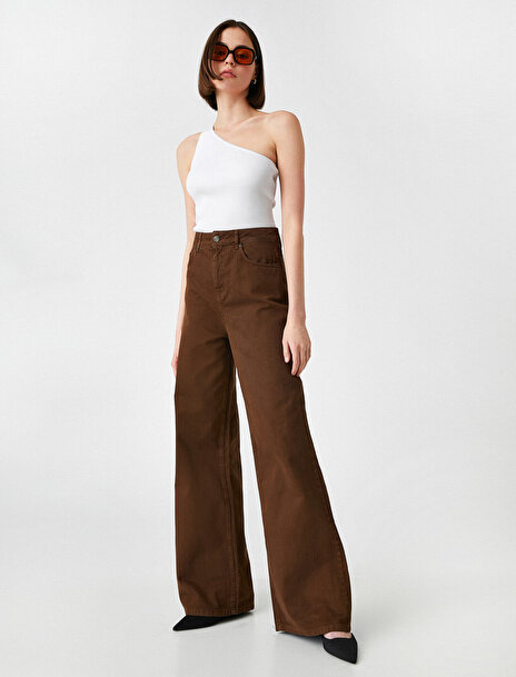 Koton Kadın Yüksek Bel Bol Paça Kot Pantolon - Straight  Jean