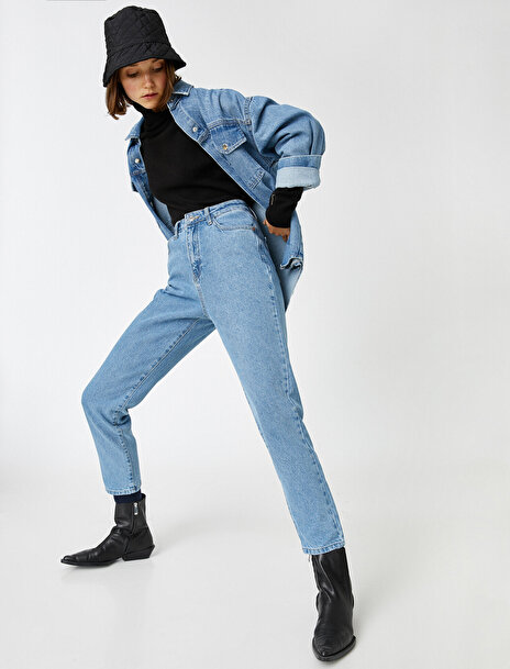 Koton Ole Genç Kız Mom Jean Pantolon Yüksek Bel  Pamuklu