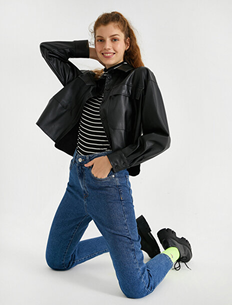 Koton Ole Genç Kız Mom Jean Pantolon Yüksek Bel  Pamuklu