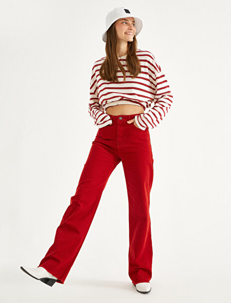 Koton Ole Genç Kız Yüksek Bel Geniş Paça Kot Pantolon