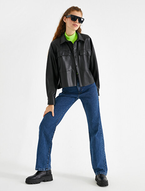 Koton Ole Genç Kız Bol Paçalı Yüksek Bel Kot Pantolon