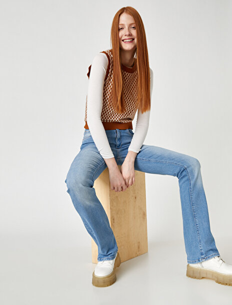 Koton Ole Genç Kız Yüksek Bel Bol Paça Kot Pantolon - Slim Flare Jean Koton Ole Genç Kız Yüksek Bel Bol Paça Kot Pantolon - Slim Flare Jean