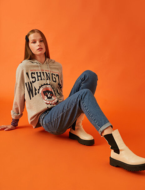 Koton Ole Genç Kız Yüksek Bel Paçası Kıvrımlı Kot Pantolon - Mom Jean