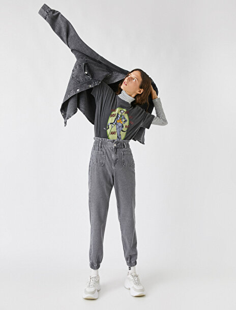 Koton Ole Genç Kız Yüksek Bel Düğmeli Kot Pantolon - Baggy Jean