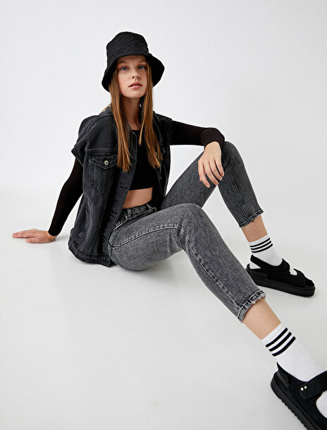 Koton Ole Genç Kız Yüksek Bel Dar Paça Kot Pantolon - Eve-Slim Jean