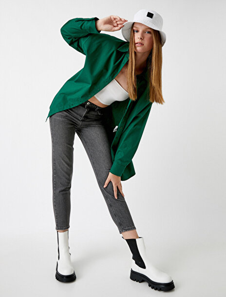 Koton Ole Genç Kız Yüksek Bel Kot Pantolon - Mom Slim Jean