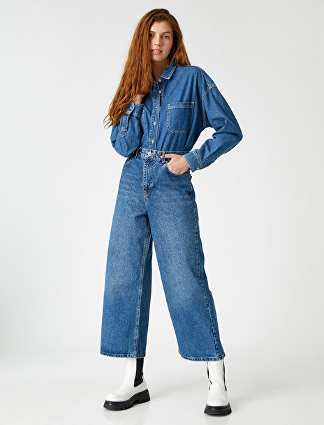 Koton Ole Genç Kız Bol Paça Yüksek Bel Kot Pantolon - Bianca Jean