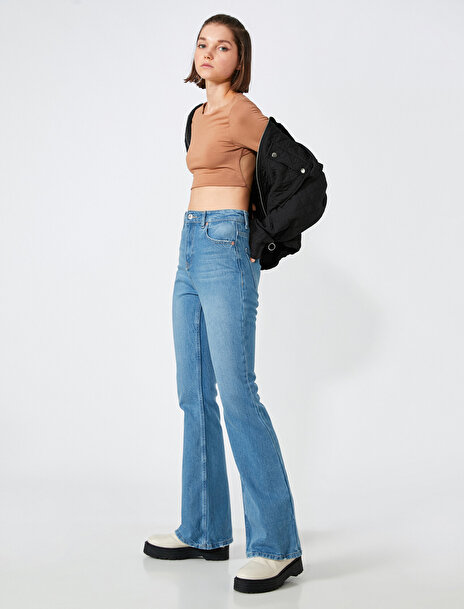 Koton Ole Genç Kız Yüksek Bel Bol Paça Kot Pantolon - Flare Jean Koton Ole Genç Kız Yüksek Bel Bol Paça Kot Pantolon - Flare Jean