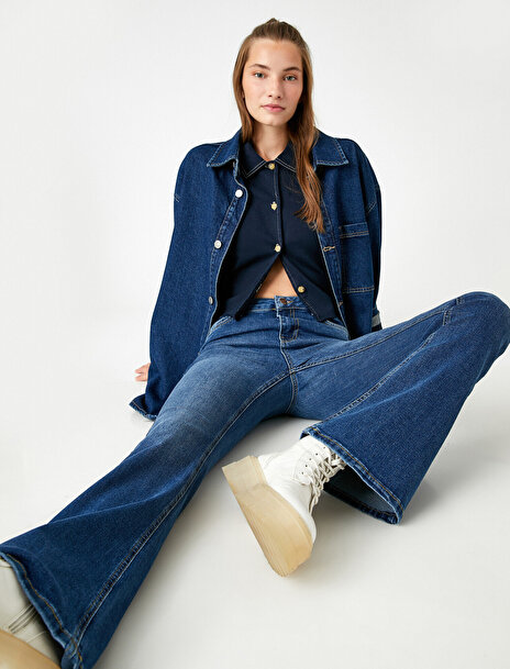 Koton Ole Genç Kız Yüksek Bel İspanyol Paça Kot Pantolon - Victoria Jean