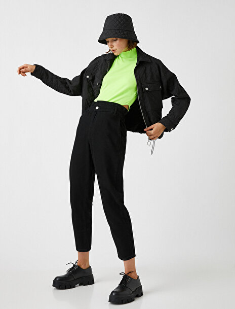 Koton Ole Genç Kız Yüksek Bel Rahat Kesim Beli Lastikli Kot Pantolon - Baggy Jean