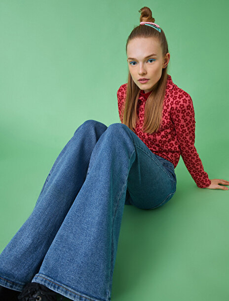 Koton Ole Genç Kız Yüksek Bel İspanyol Paça Kot Pantolon - Victoria Jean